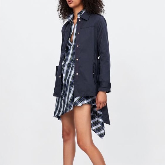 Zara | Jackets & Coats | Zara Safari Jacket With Beltnavy Blue New With ...